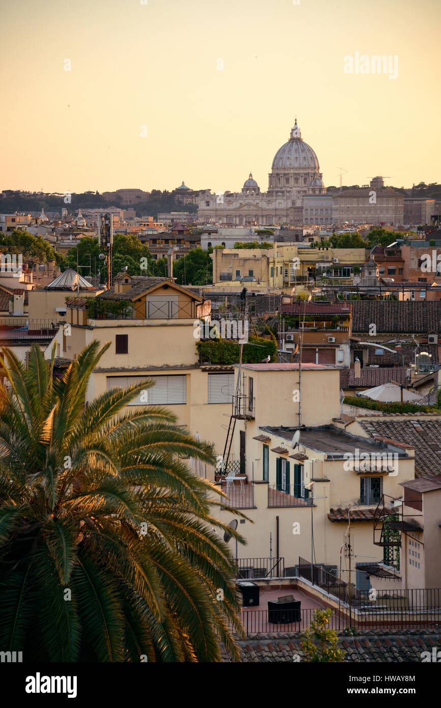 Rome rooftop view with St Peters Basilica of Vatican City Stock Photo ...