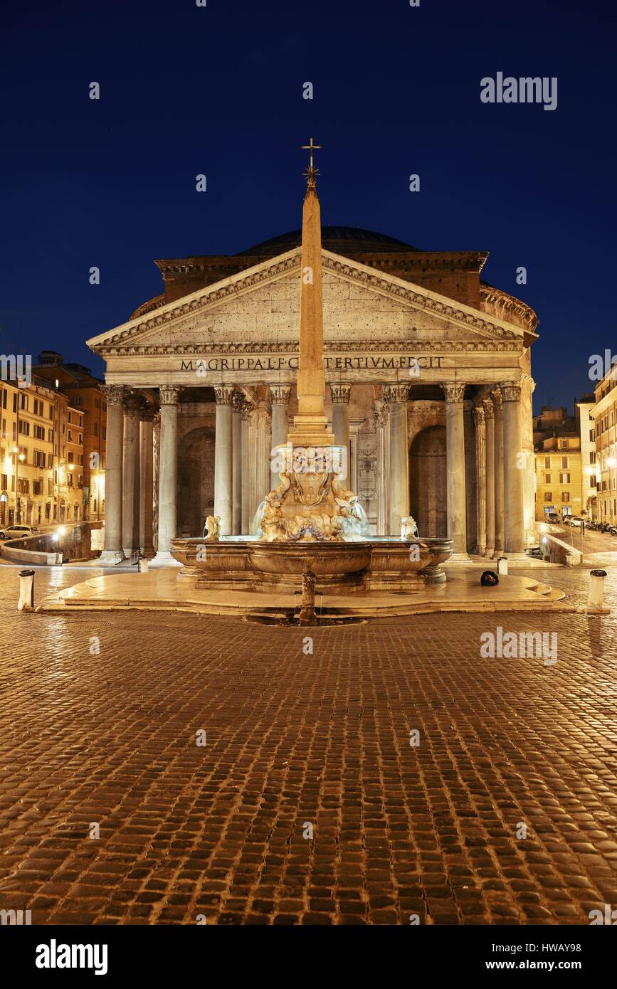 Pantheon at night street view. It is one of the best-preserved Ancient ...