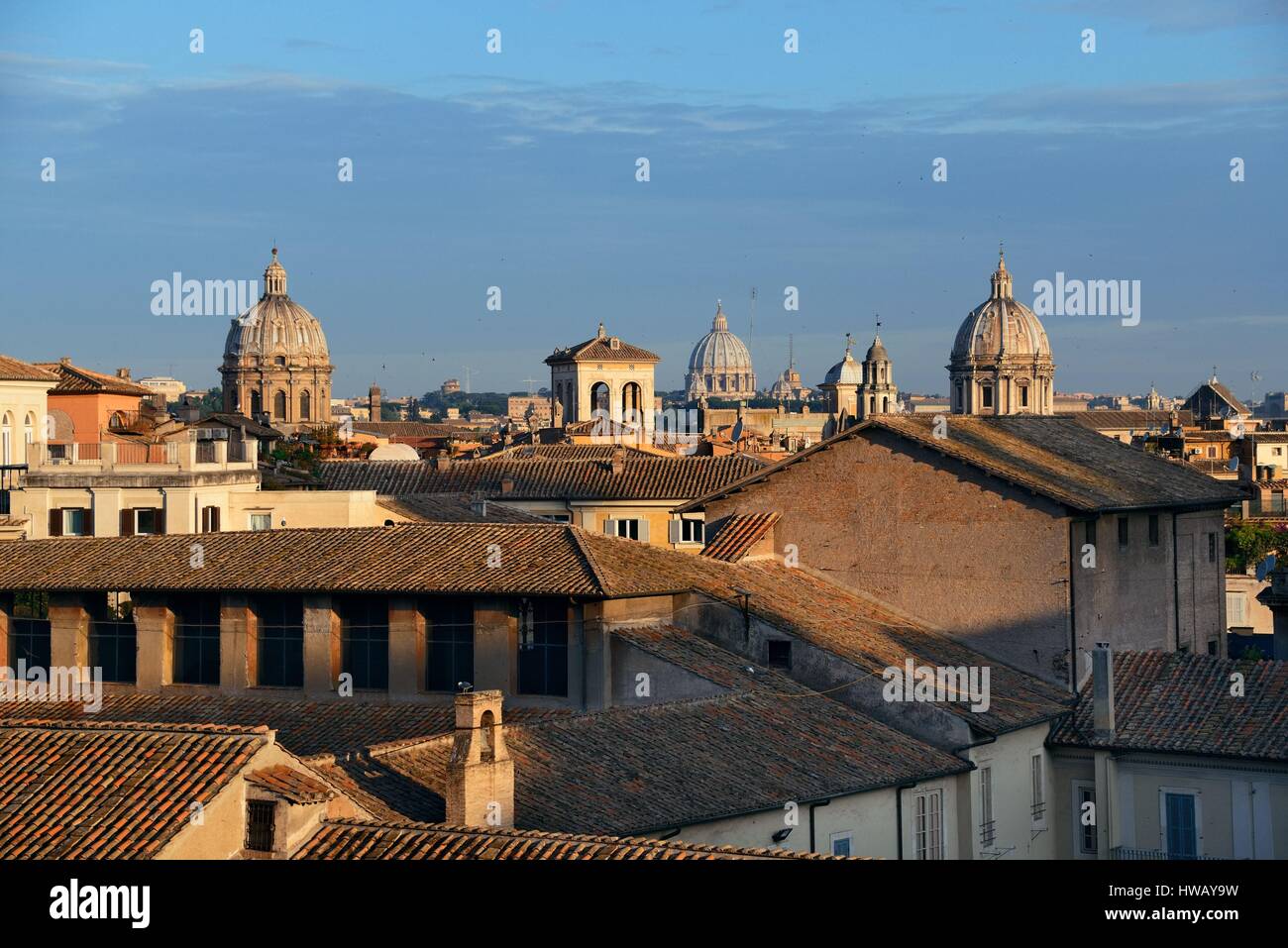 Rooftop view of Rome historical architecture and city skyline. Italy ...
