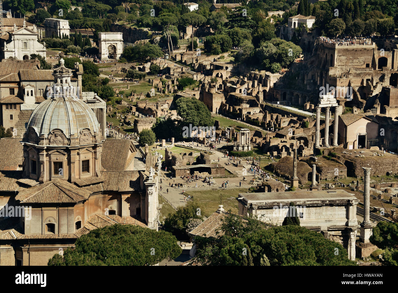 Rome rooftop view with ancient architecture in Italy Stock Photo - Alamy