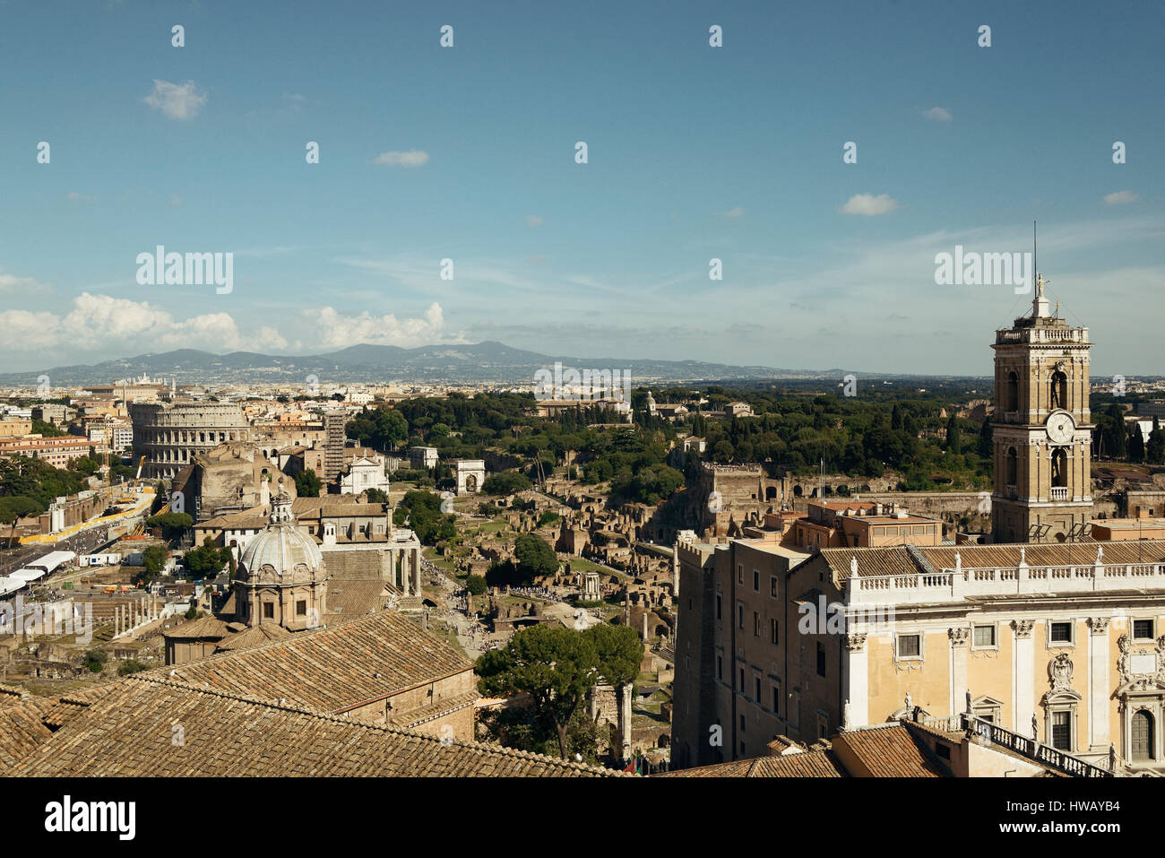Rome rooftop view with ancient architecture in Italy Stock Photo - Alamy
