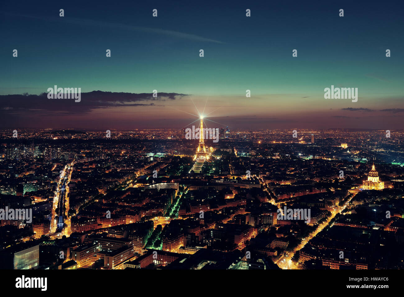 PARIS, FRANCE - MAY 13: Eiffel Tower and city at night on May 13, 2015 ...