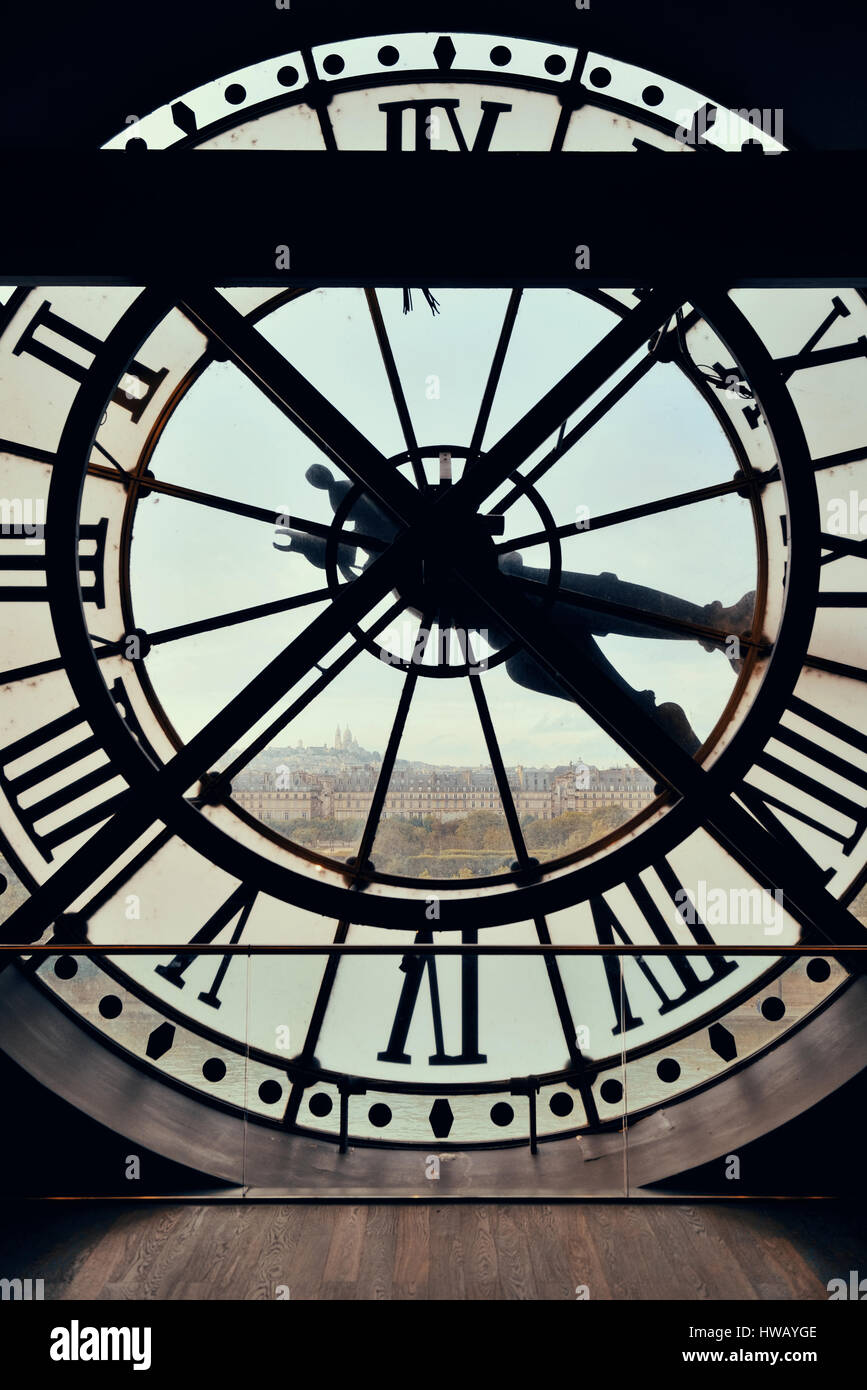 City view through Giant clock tower in Paris, France Stock Photo - Alamy
