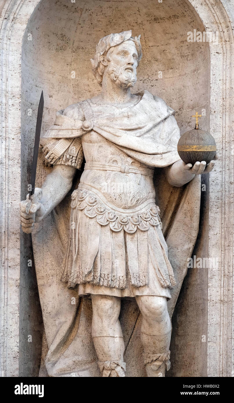 Statue of Charles the Great on the facade of Chiesa di San Luigi dei ...
