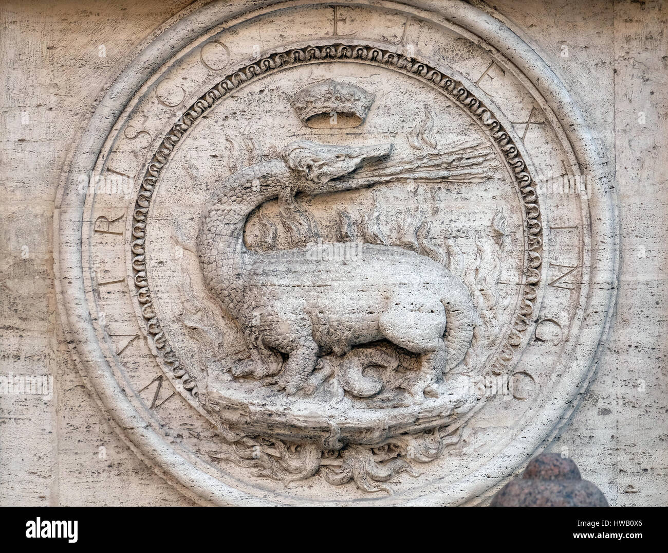 Heraldic salamanders on the facade of Chiesa di San Luigi dei Francesi ...