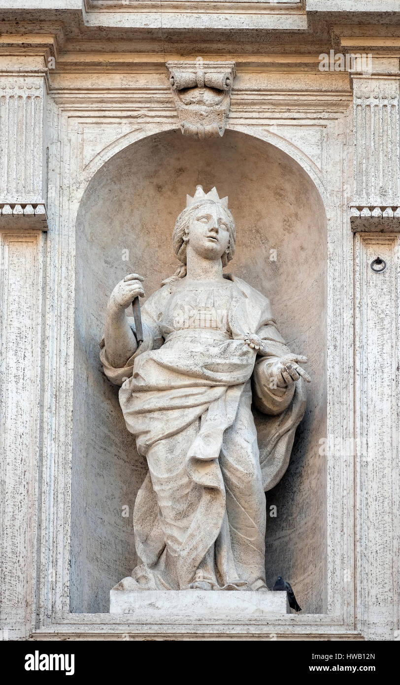 Saint Clotilde queen of the Franks statue on the facade of Chiesa di ...