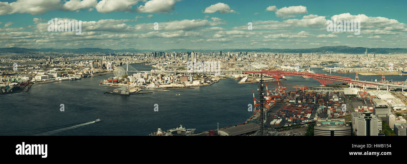 OSAKA, JAPAN - MAY 11: Sea port rooftop view on May 11, 2013 in Osaka ...