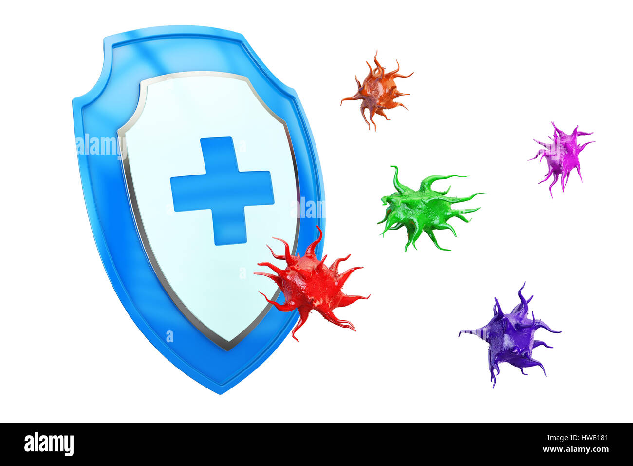 Antibacterial Or Anti Virus Shield Health Protect Concept 3d