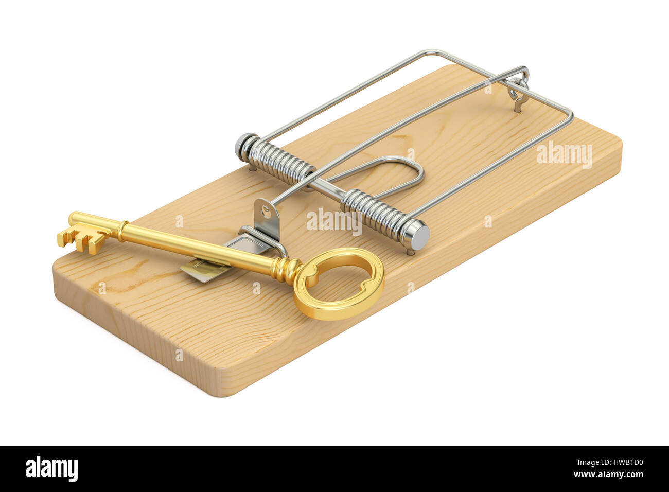 mousetrap with key, 3D rendering isolated on white background Stock ...