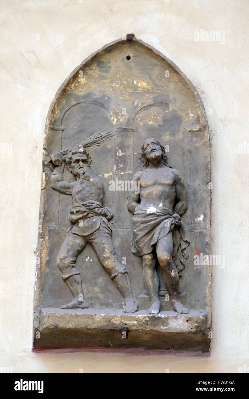 Flagellation of Christ, bass relief in Basilica of Saint Sylvester the ...