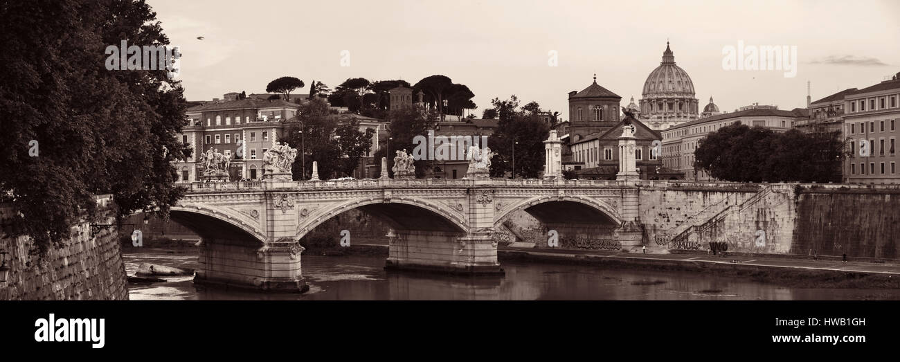 River Tiber and St Peters Basilica in Vatican City panorama Stock Photo ...