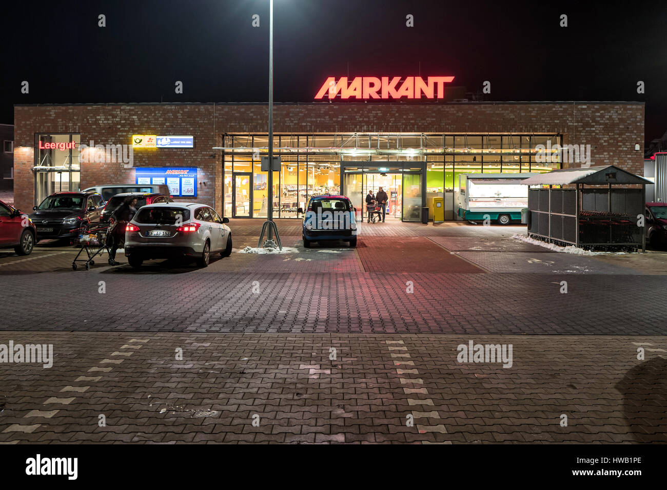Markant supermarket in Wismar in the dark. Markant operates over 30 ...