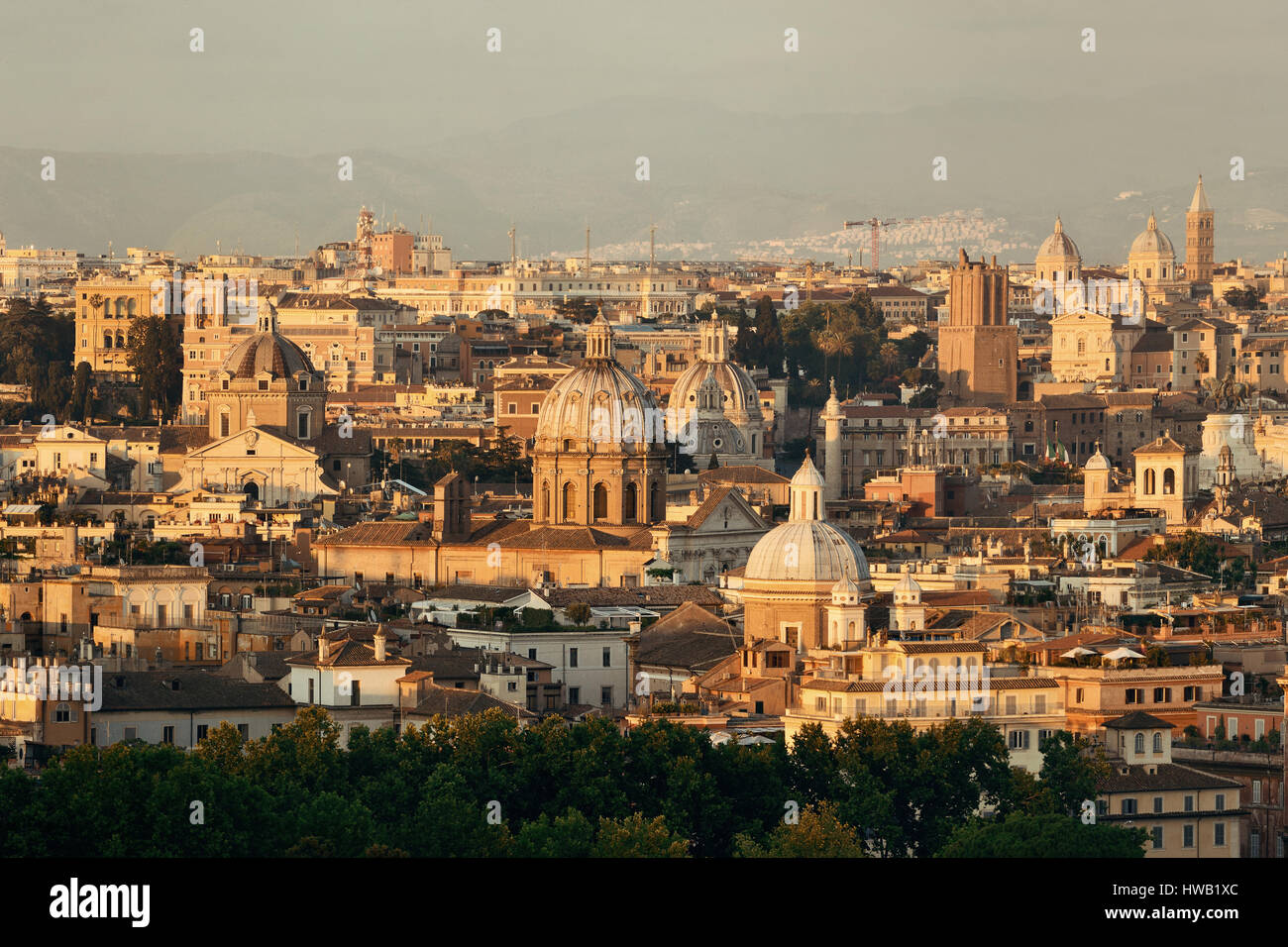 Rome rooftop view with ancient architecture in Italy Stock Photo - Alamy