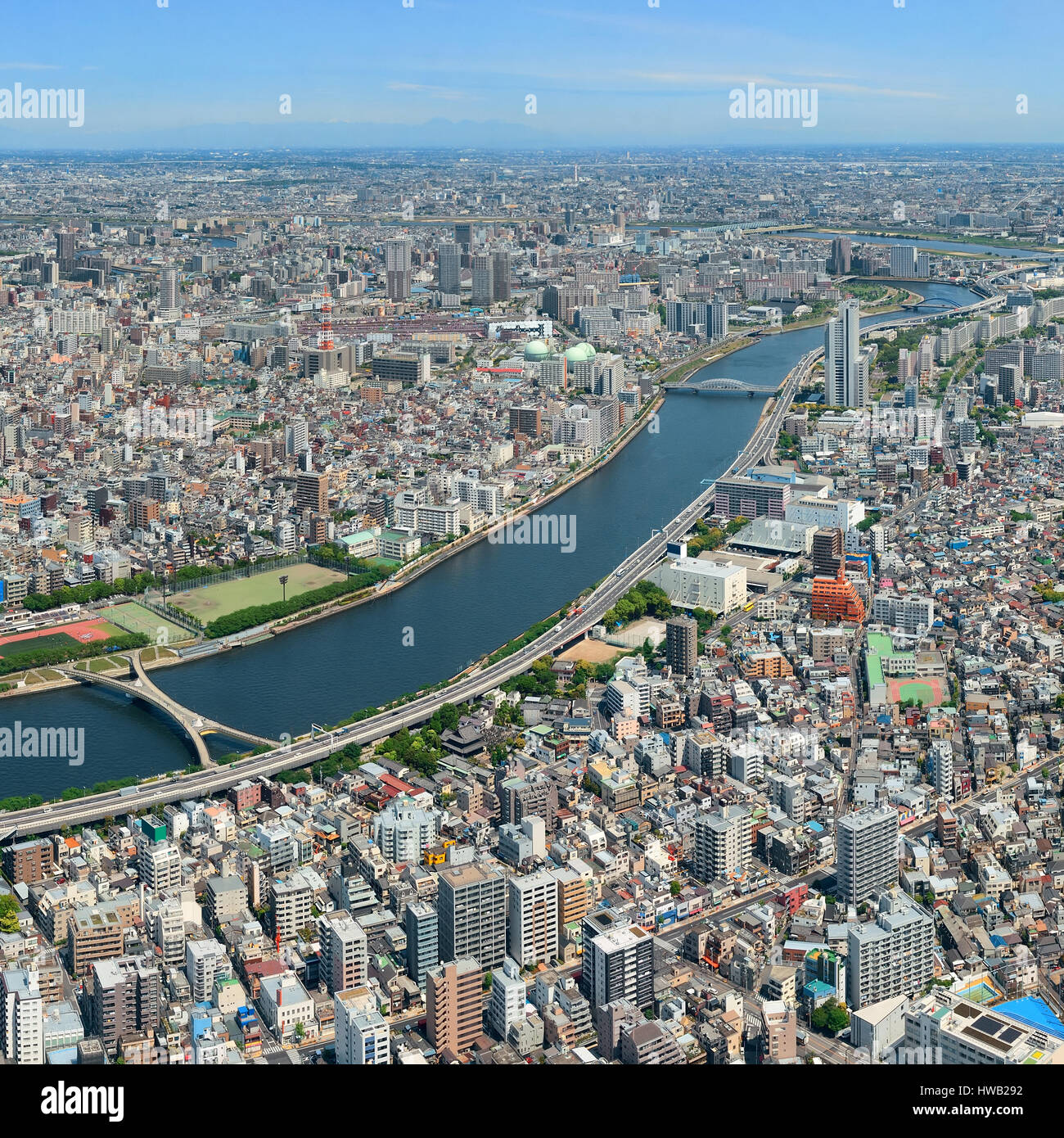 Tokyo urban skyline rooftop view with river, Japan Stock Photo - Alamy