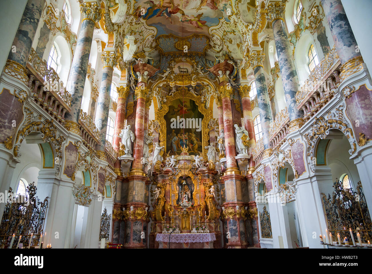 World heritage frescoes wieskirche church bavaria hi-res stock ...