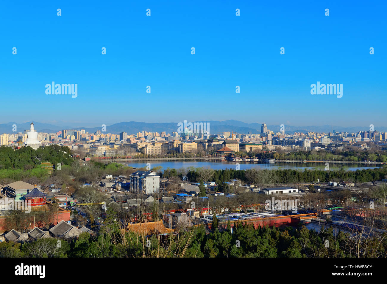 Beijing architecture and city skyline in the morning with blue sky ...