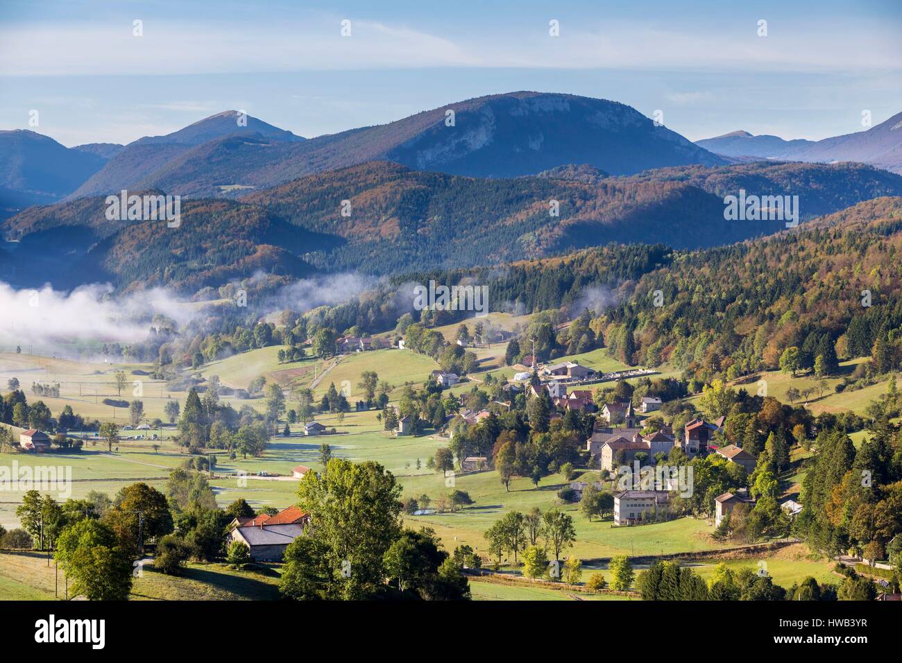 France, Drome, regional natural reserve of Vercors, the village of ...