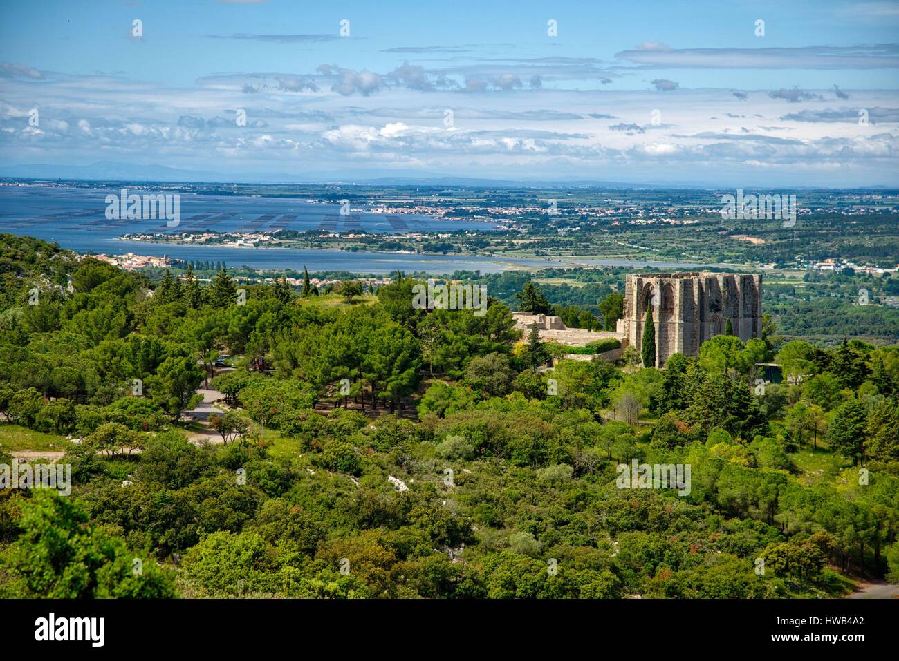 France, Herault, Gigean, Gardiole Hills, Abbey Saint-Felix-de-Montceau ...