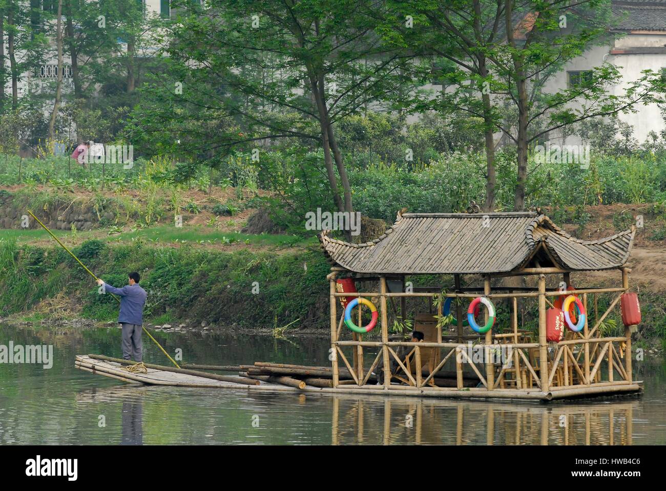 China, Sichuan Province, Pingle, boat on the water Stock Photo - Alamy