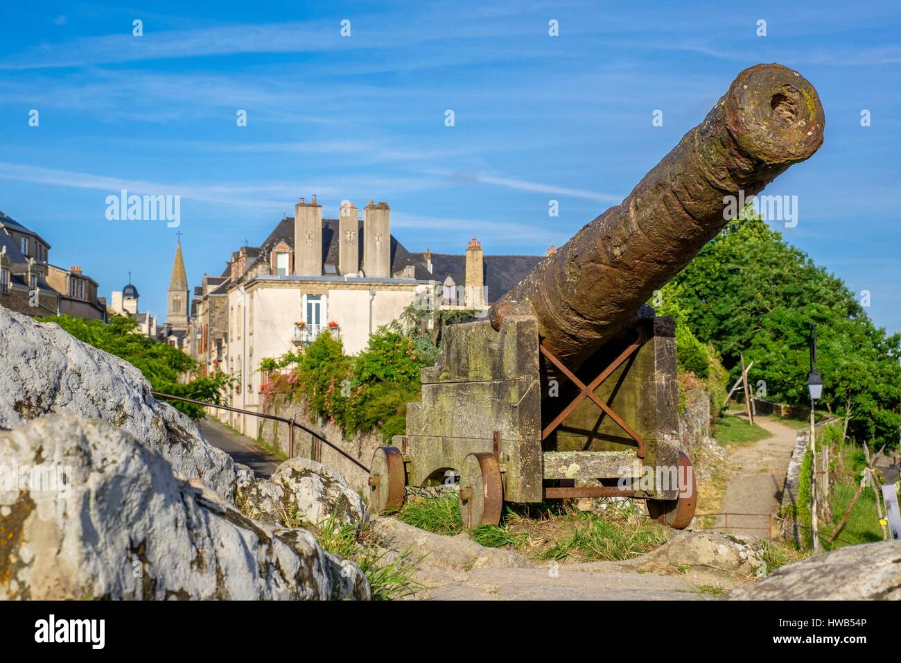 France, Morbihan, La Roche Bernard, the Rock, one of the cannons of the ...
