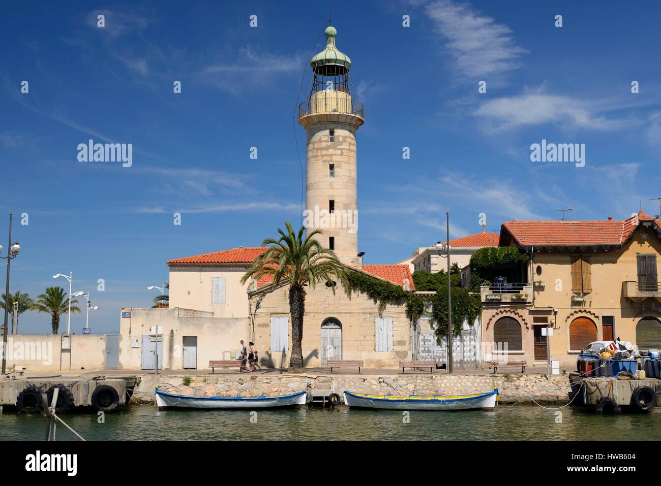 France, Gard, Le Grau du Roi, lighthouse built by engineer Paul Courant ...