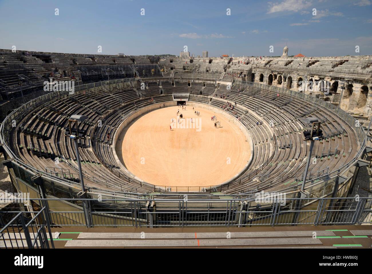 France, Gard, Nimes, Nimes Arena which is a Roman amphitheater built in ...