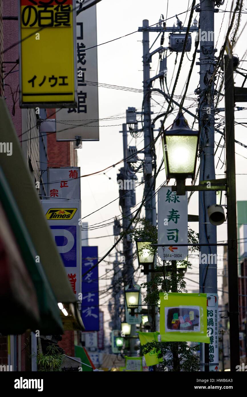 Japan, Honshu island, Tokyo district, Tokyo, electric poles Stock Photo ...