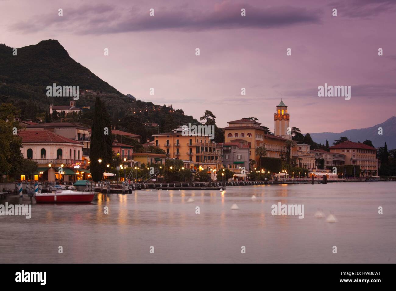 Italy, Lombardy, Lake District, Lake Garda, Gardone Riviera, lakefront ...