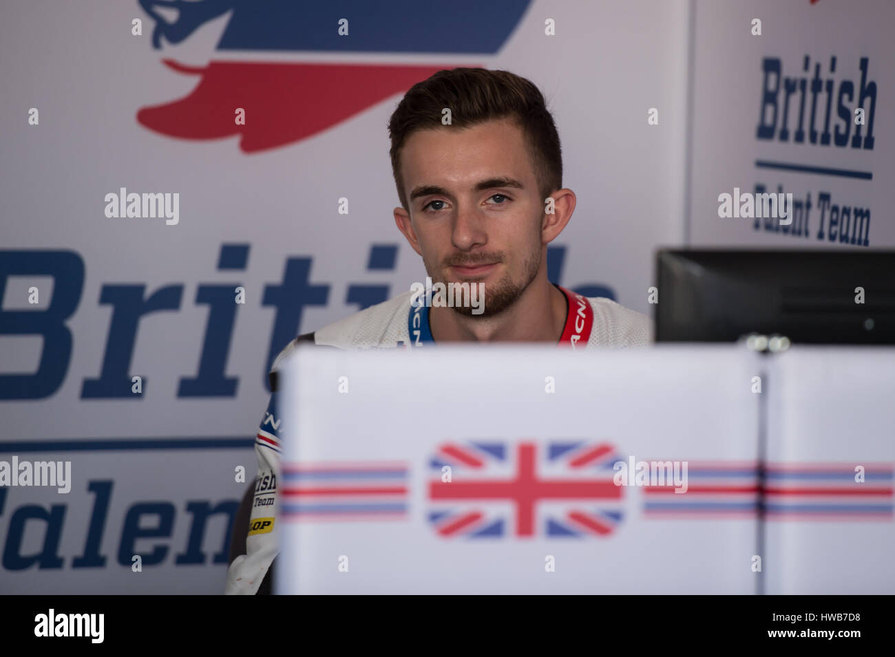 Losail Circuit, Qatar. 18th March, 2017. John McPhee who rides Honda ...