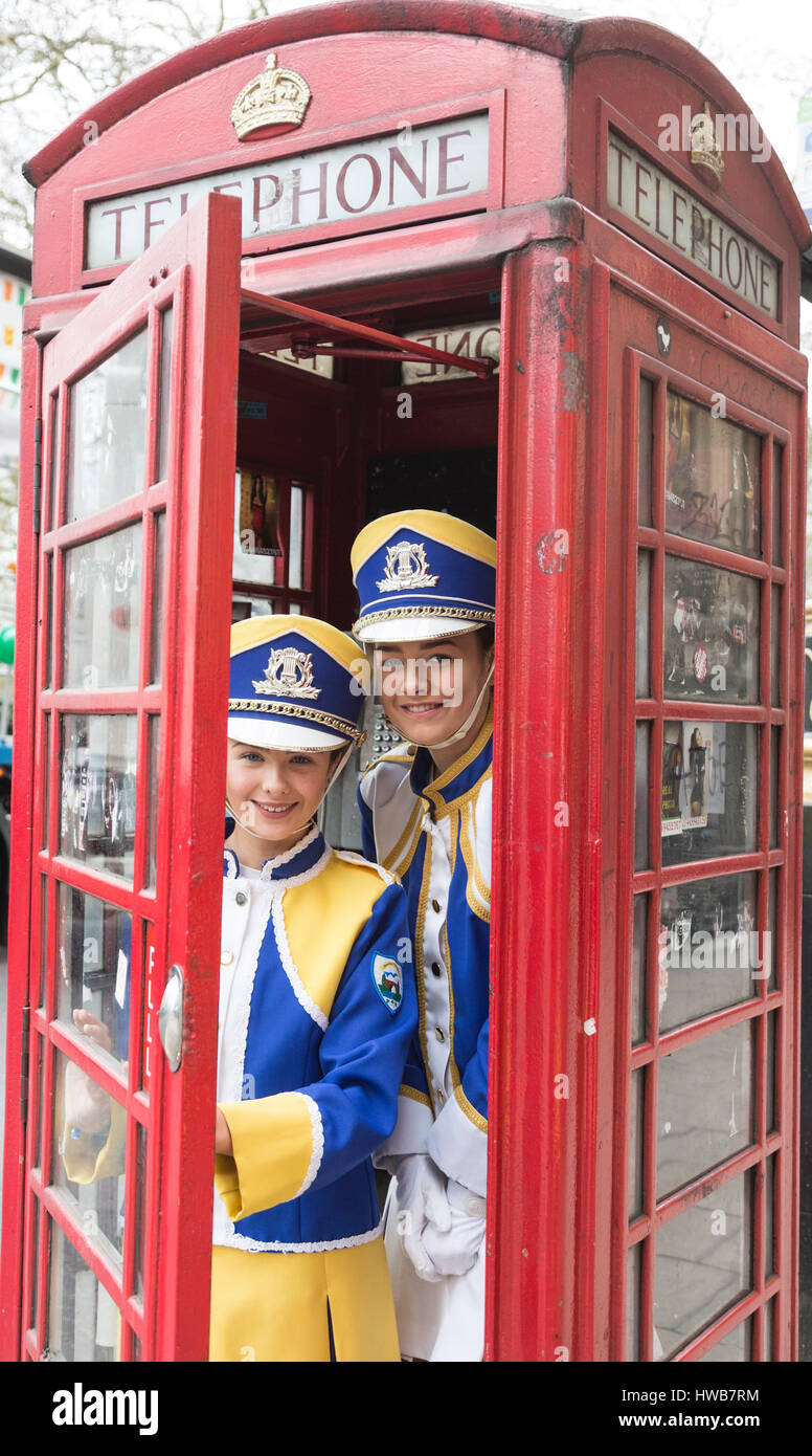 London, UK. 19th March, 2017. Members of the Mayobridge Band from Co ...