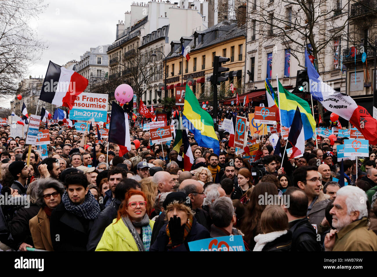 Paris, France. 18th March, 2017. Parade for the 6th republic with Jean ...