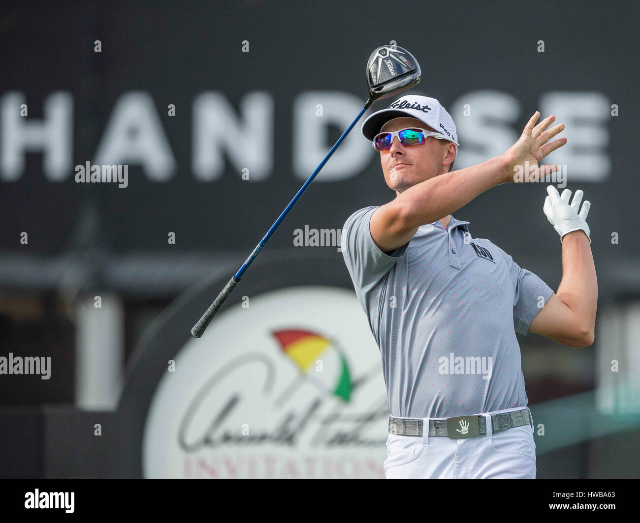 Orlando, FL, USA. 19th Mar, 2017. Blayne Barber lets his club go in ...