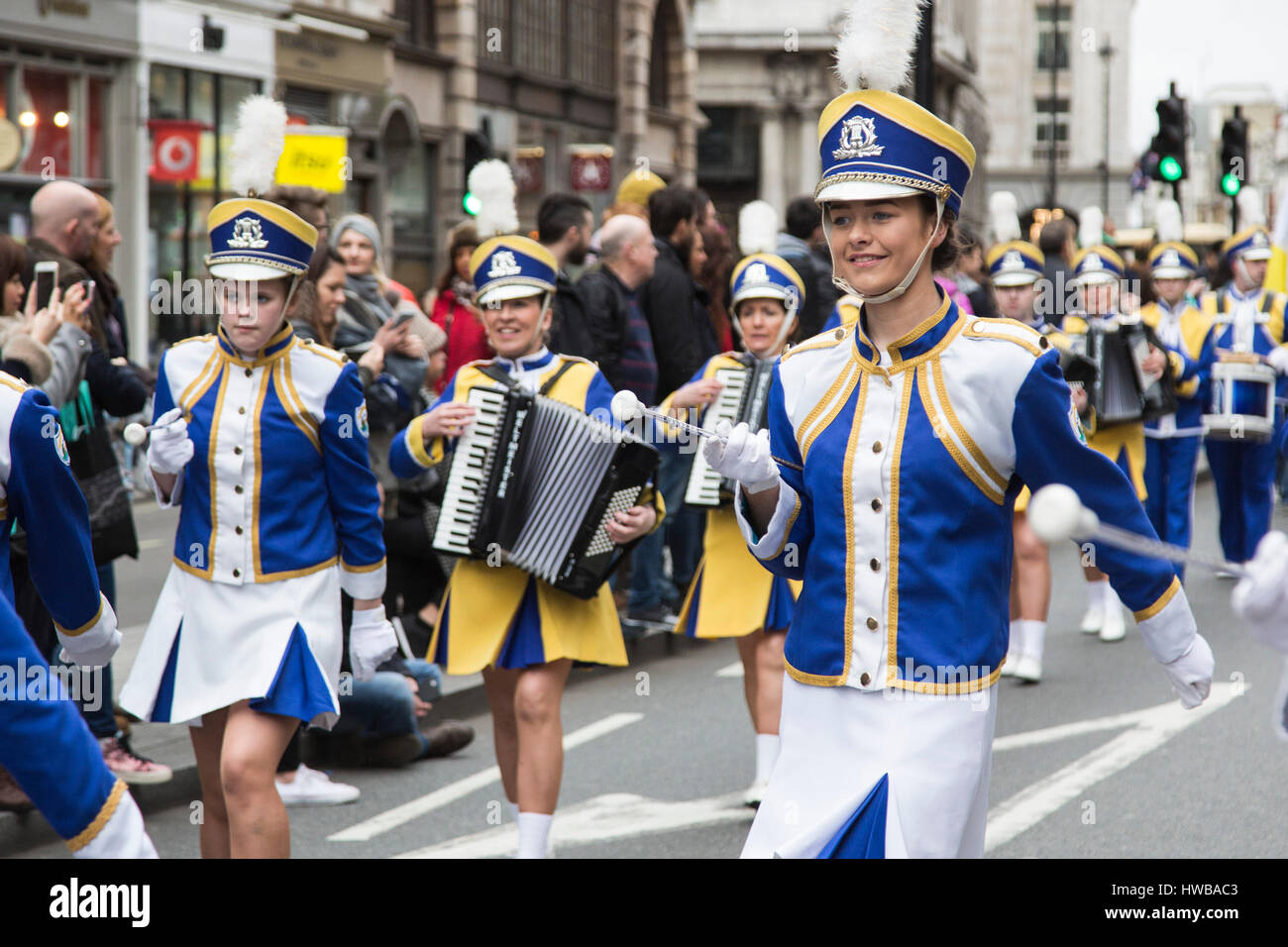 London, UK. 19 March 2017. Mayobridge Band from Co. Down. London ...