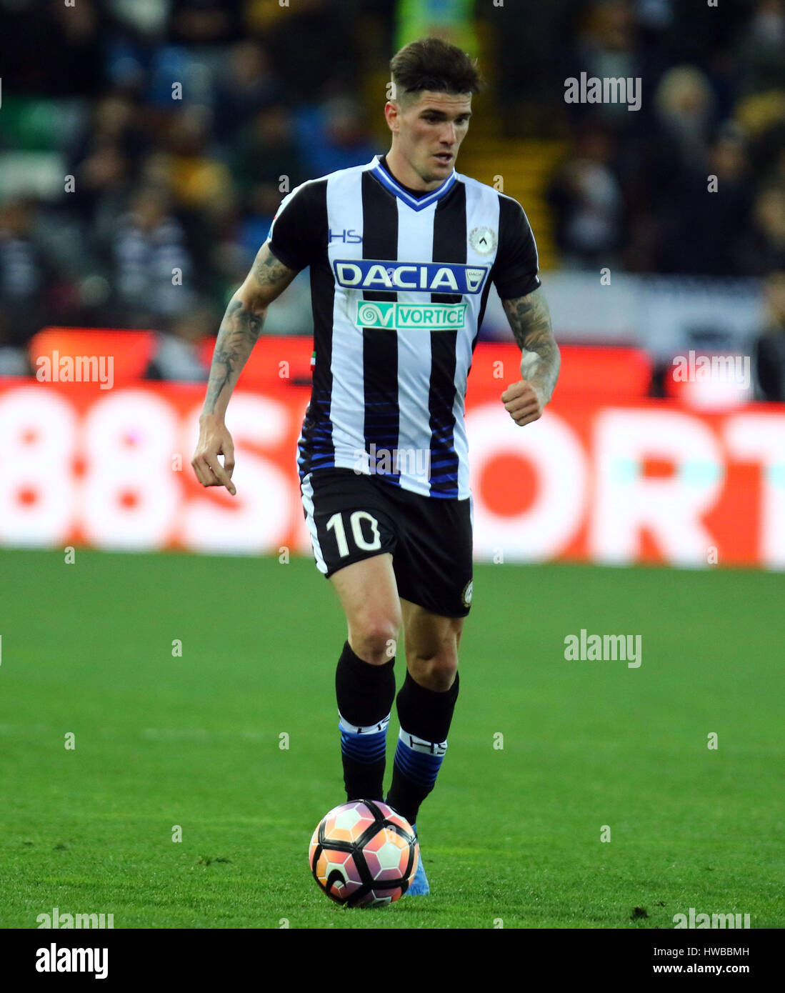Udine, Italy. 19th March, 2017. Udinese's forward Rodrigo De Paul runs ...