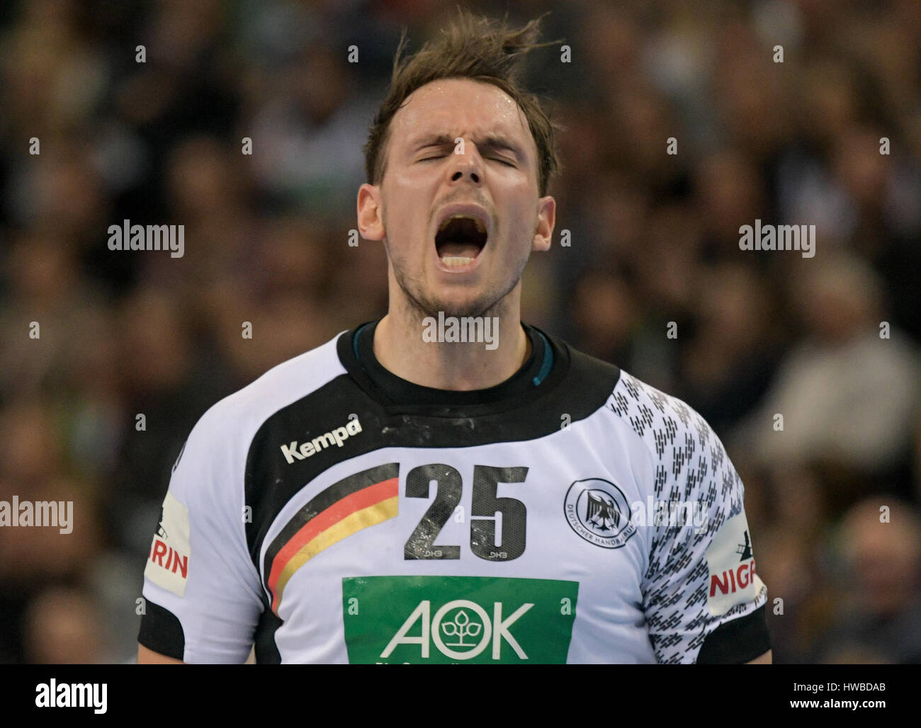 Hamburg, Germany. 19th Mar, 2017. Germany's Kai Haefner in action ...