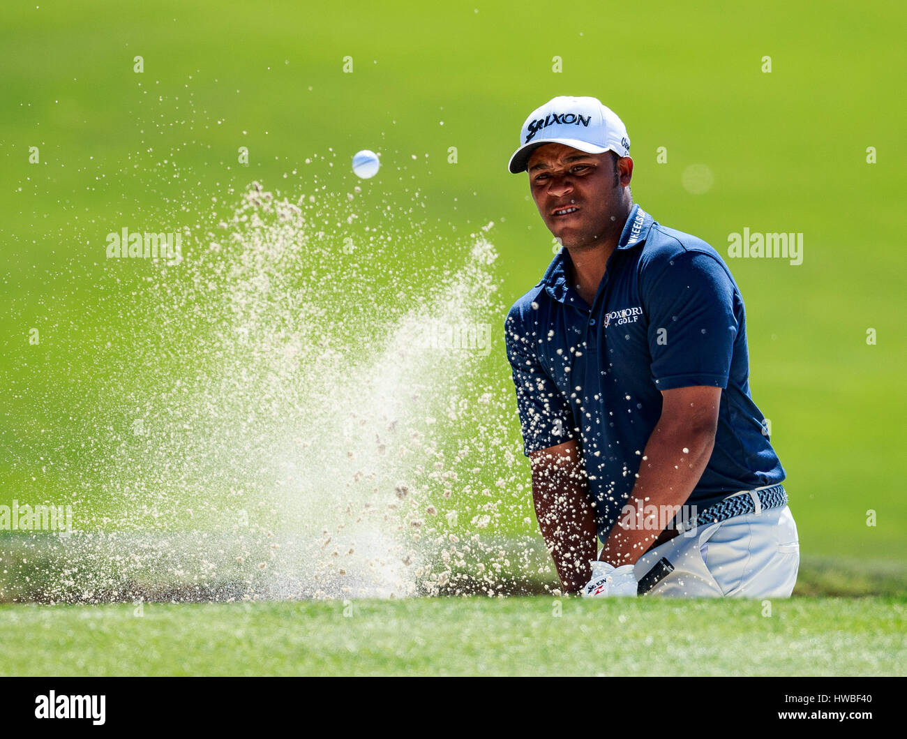 Orlando, Florida, USA. 19th Mar, 2017. Harold Varner III in the bunker ...
