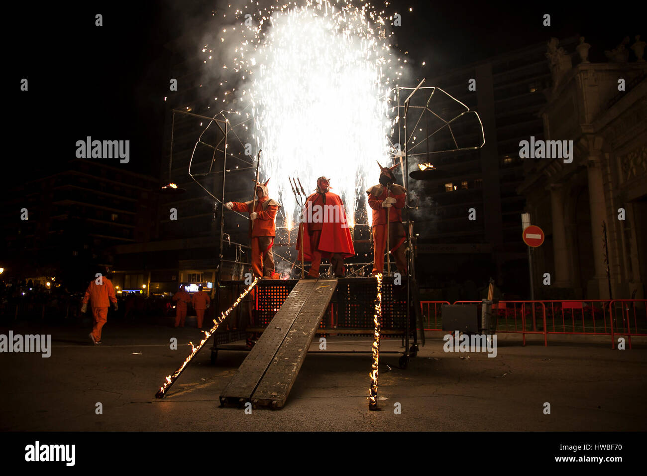 Valencia, Spain. 19th Mar, 2017. Fireworks in "Caravan fire" from the ...