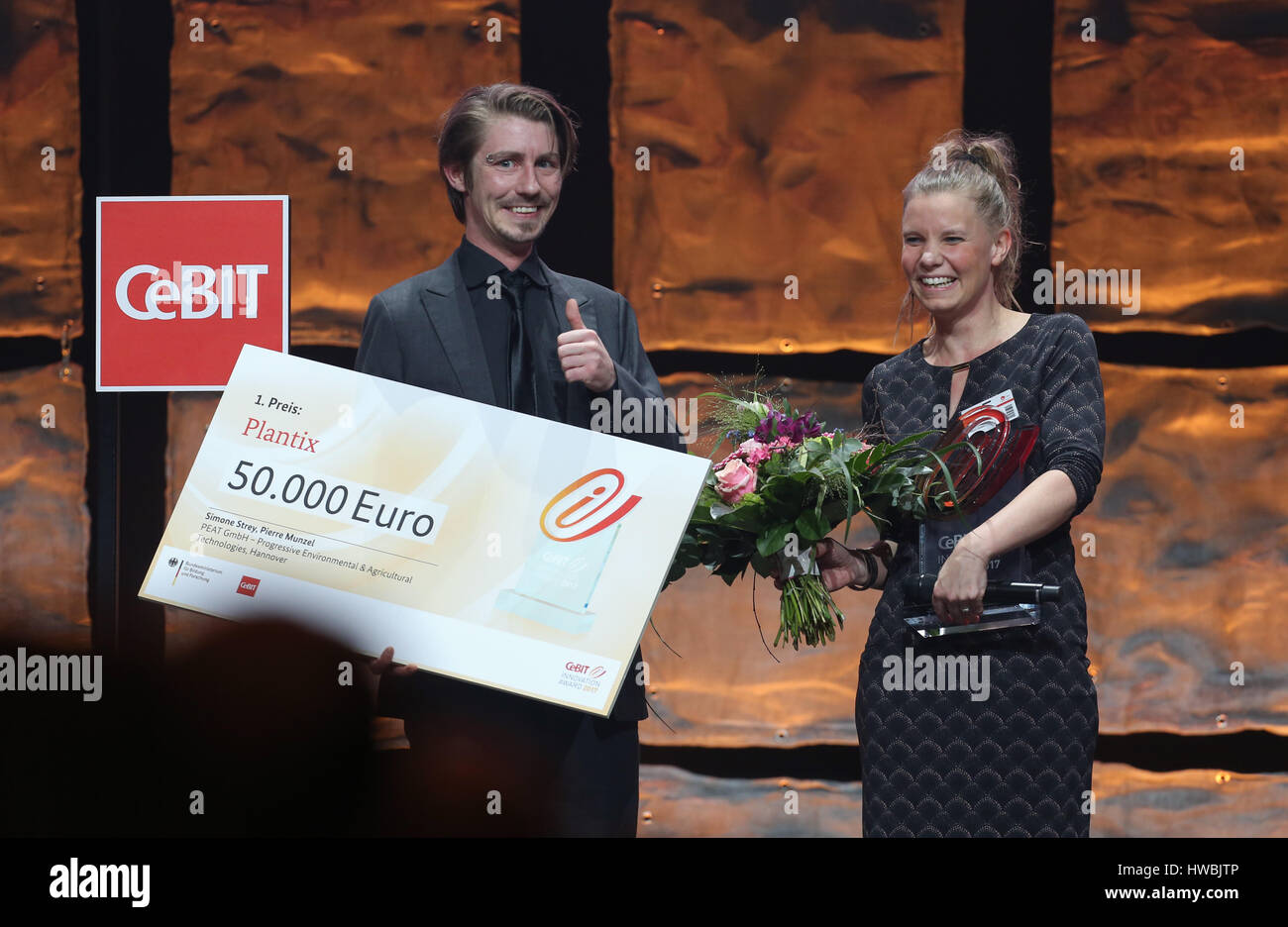 Hanover, Germany. 19th Mar, 2017. The developers of "Plantix", Robert ...