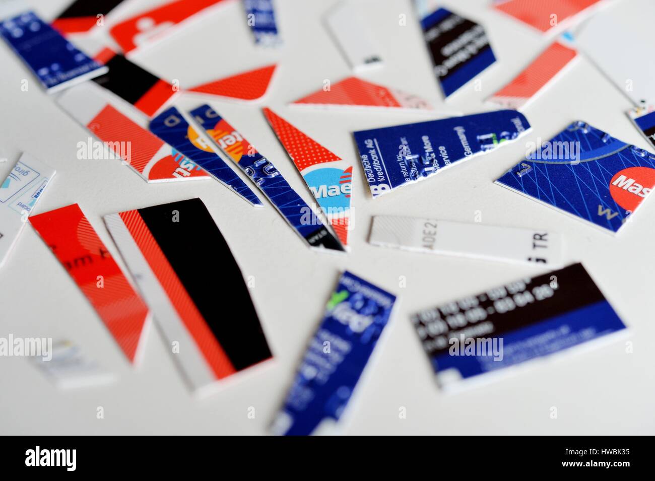Osterode, Germany. 20th Mar, 2017. Pieces of destroyed bank cards are ...