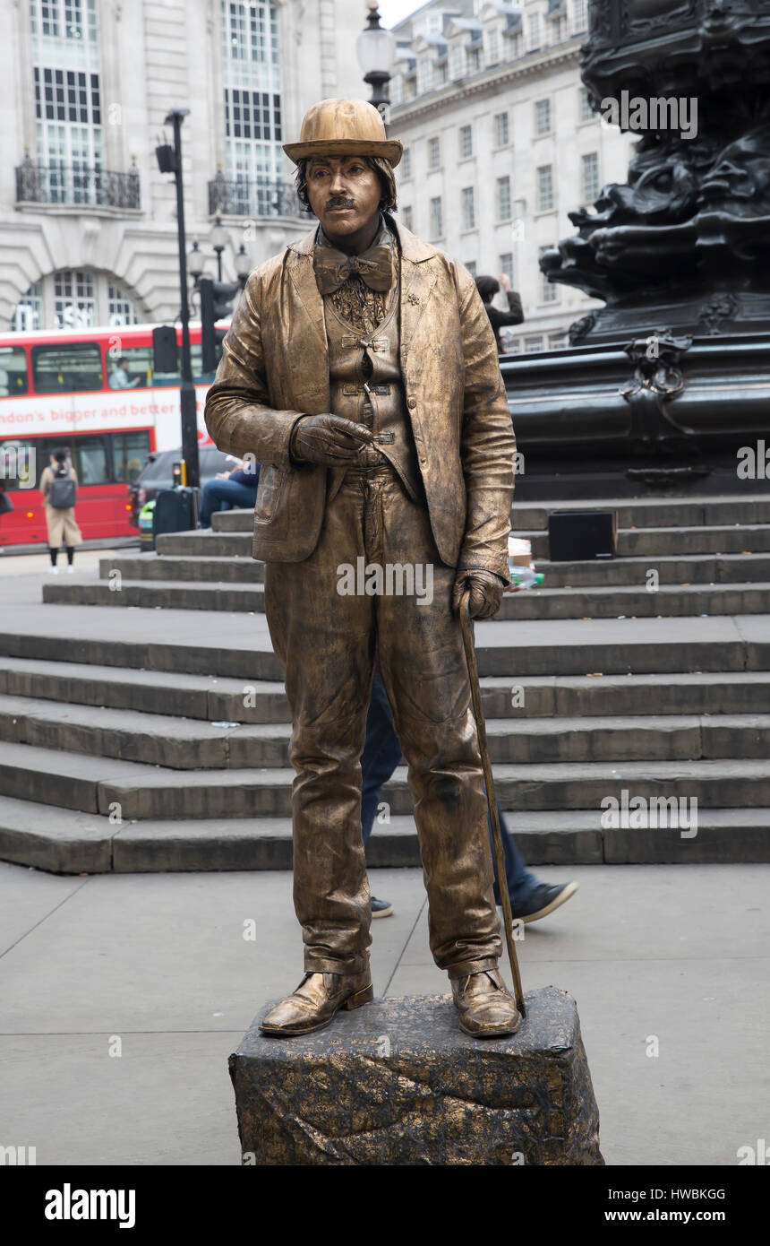London, UK. 20th Mar, 2017. UK Weather. Life statue looks miserable on ...