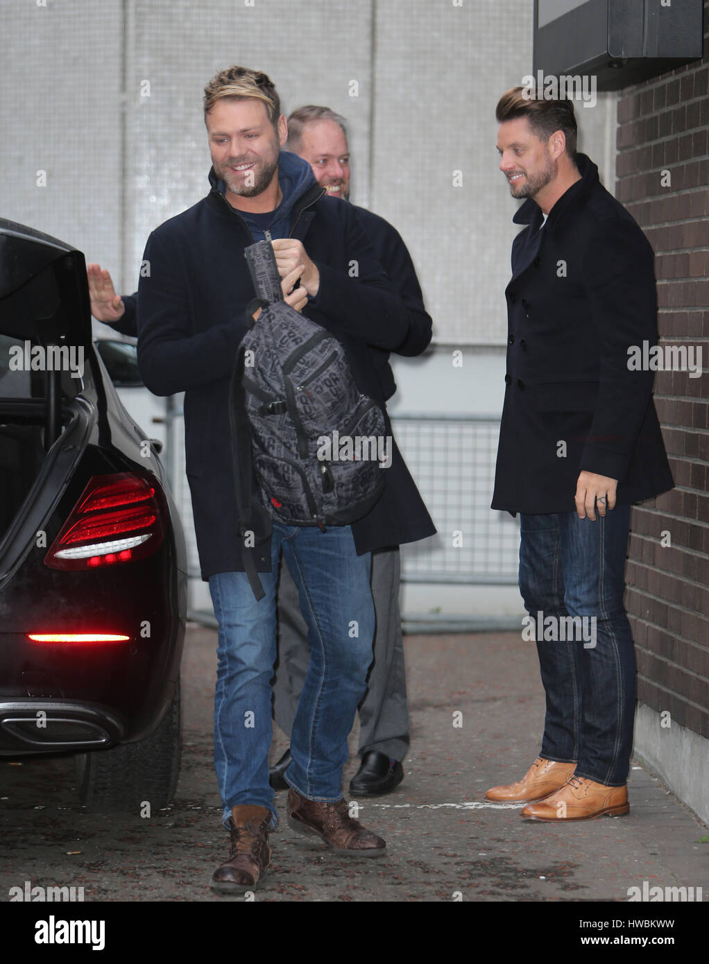 Brian McFadden and Keith Duffy outside ITV Studios Featuring: Brian McFadden, Keith Duffy Where ...