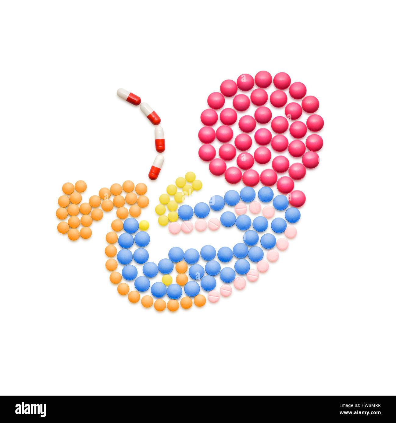 Creative medicine and healthcare concept made of pills, ultrasound scan ...