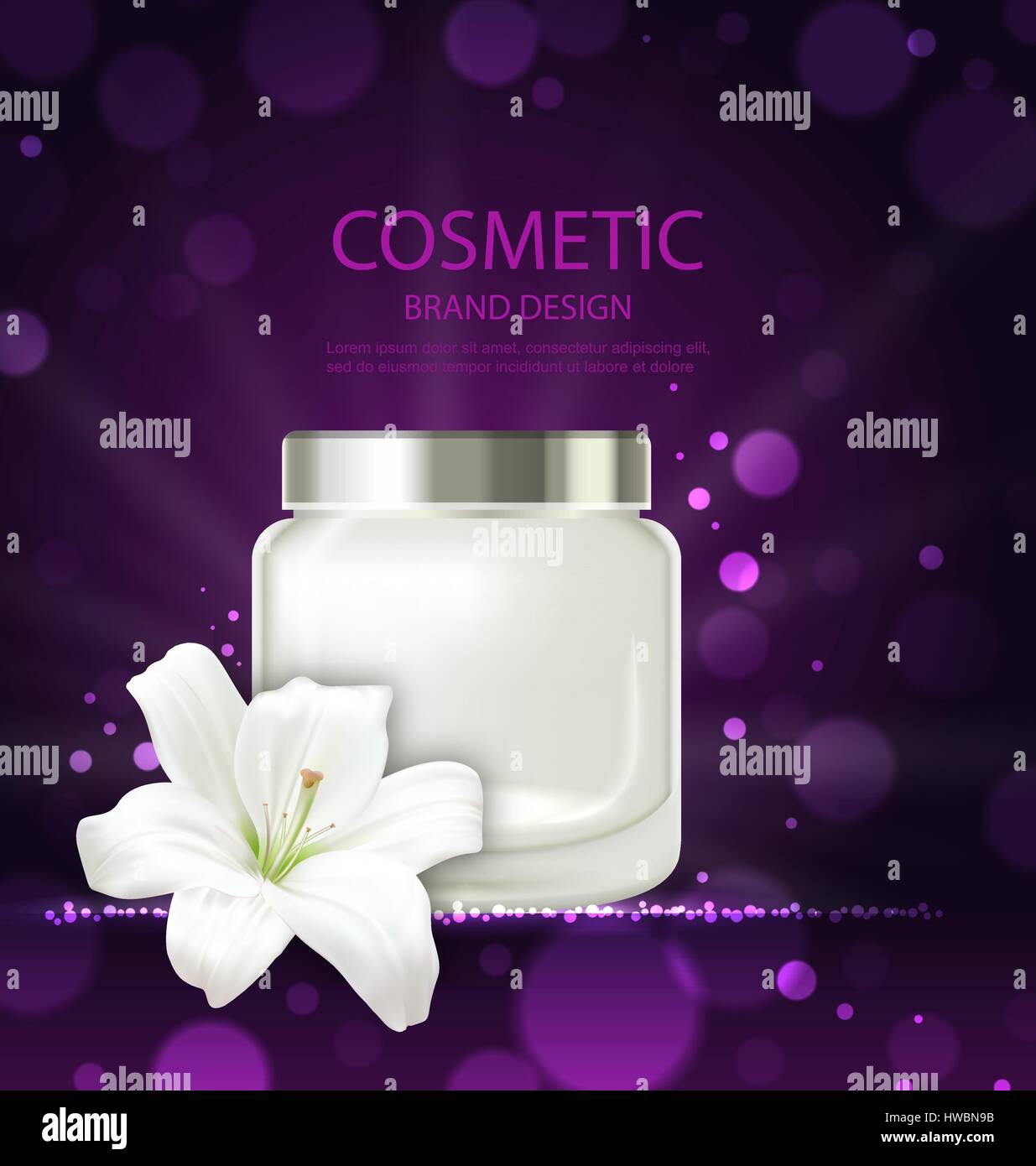 Poster of Refreshing Cosmetic Product with Flower Lily, Blank Bottle ...