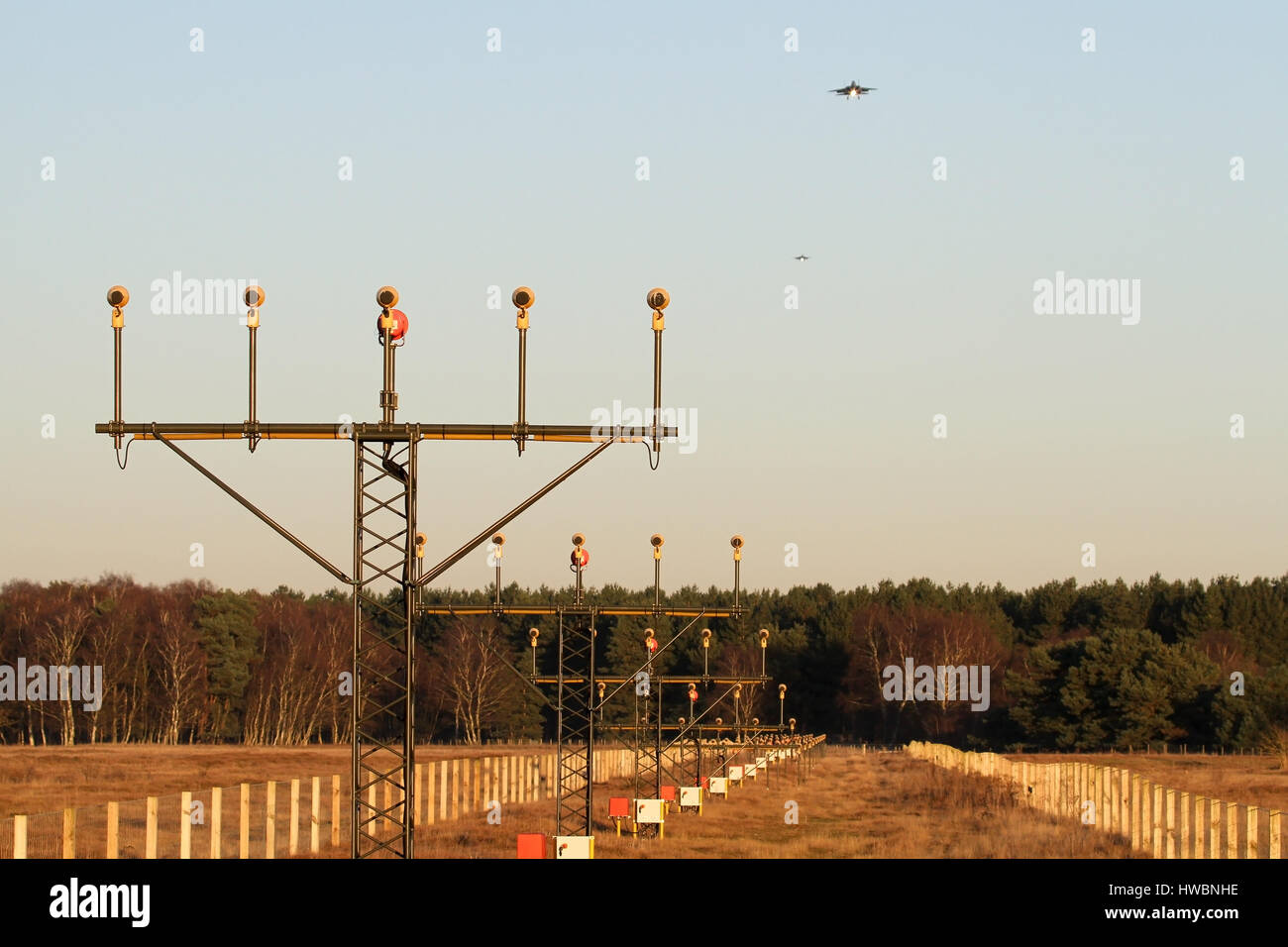 Looking down the landing lights at RAF Lakenheath and towards Thetford ...