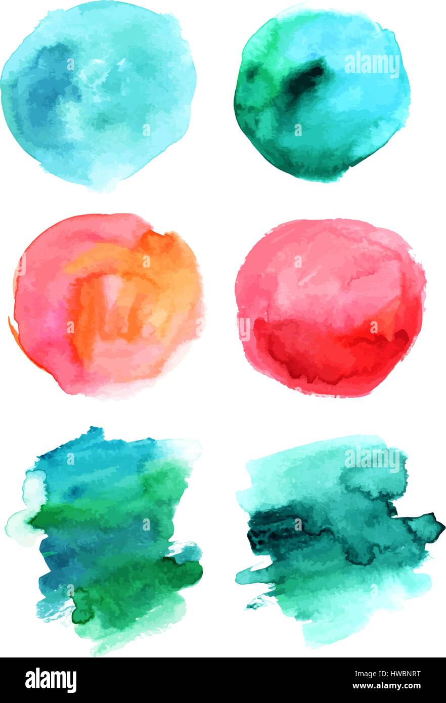 Set of abstract watercolour stains in various hues, vector Stock Vector ...