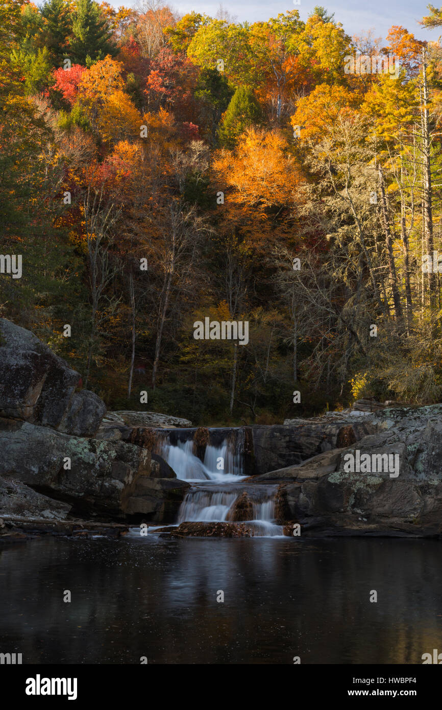 Upper Falls of the Linville River in fall colors along the Blue Ridge ...