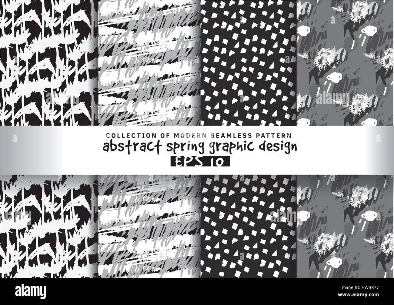 Set spring floral background grayscale seamless pattern Stock Vector ...