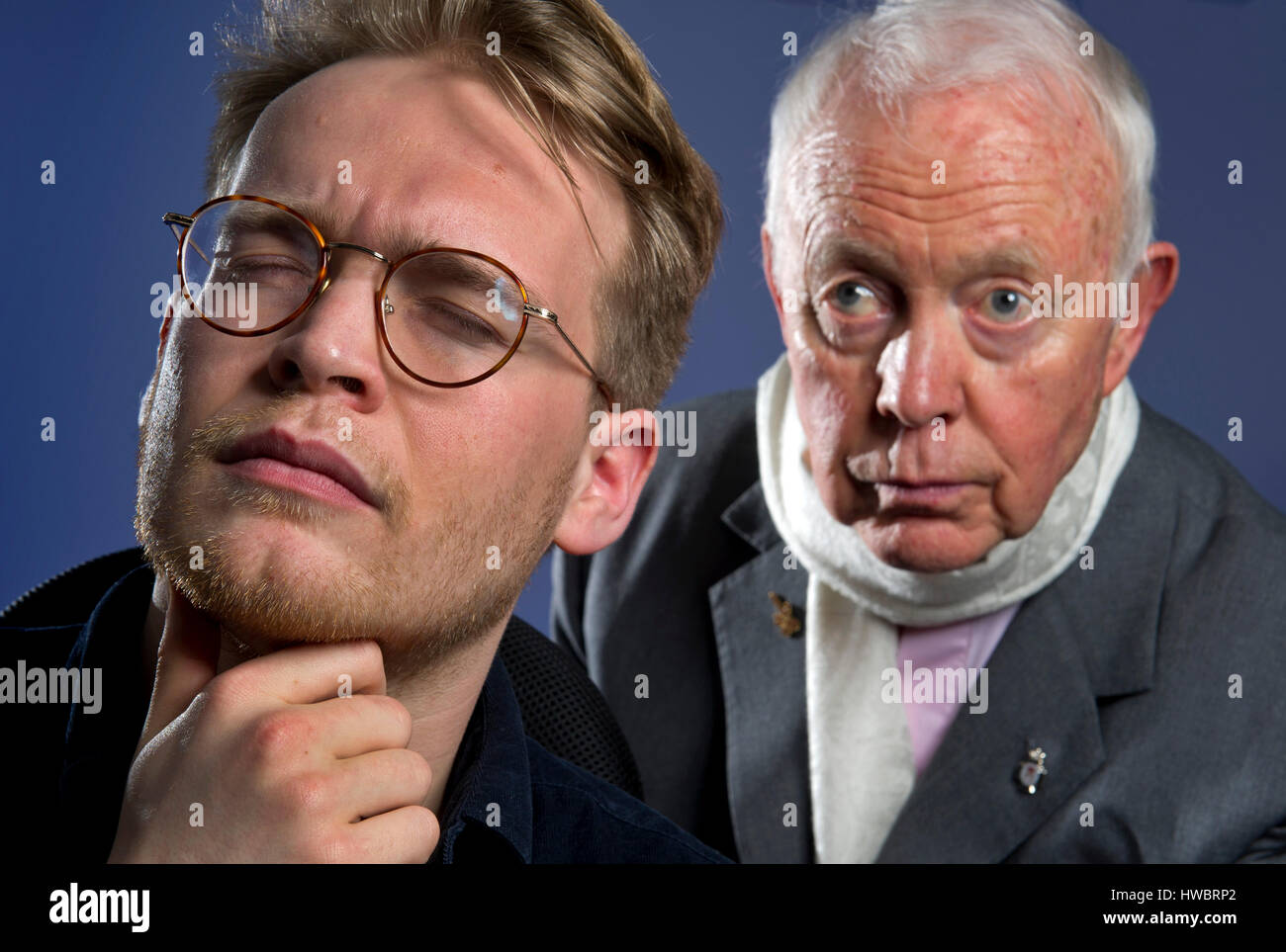 Tony Buzan(white hair) and expert on memory training with subject Tom ...