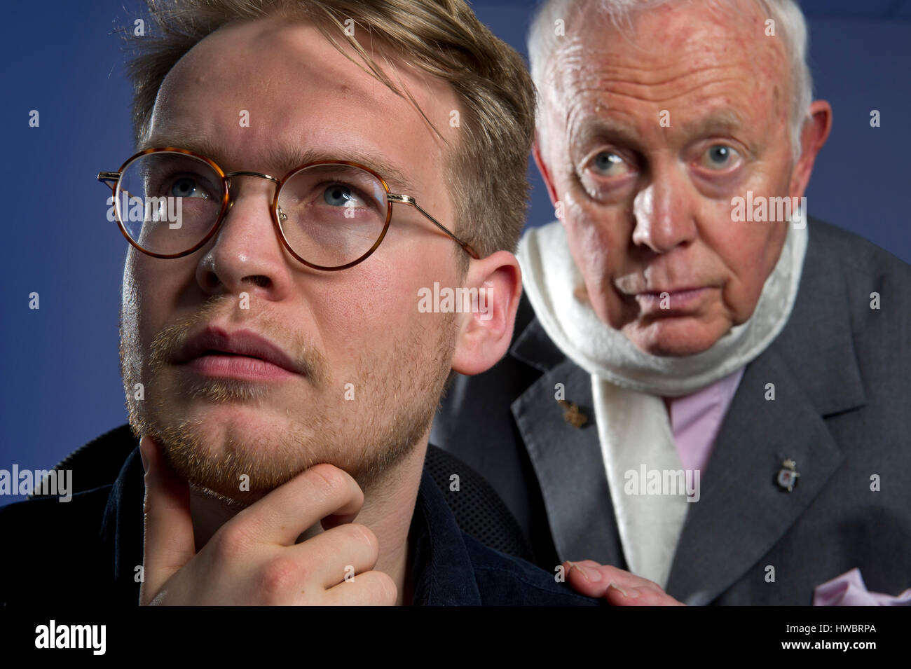Tony Buzan(white hair) and expert on memory training with subject Tom ...