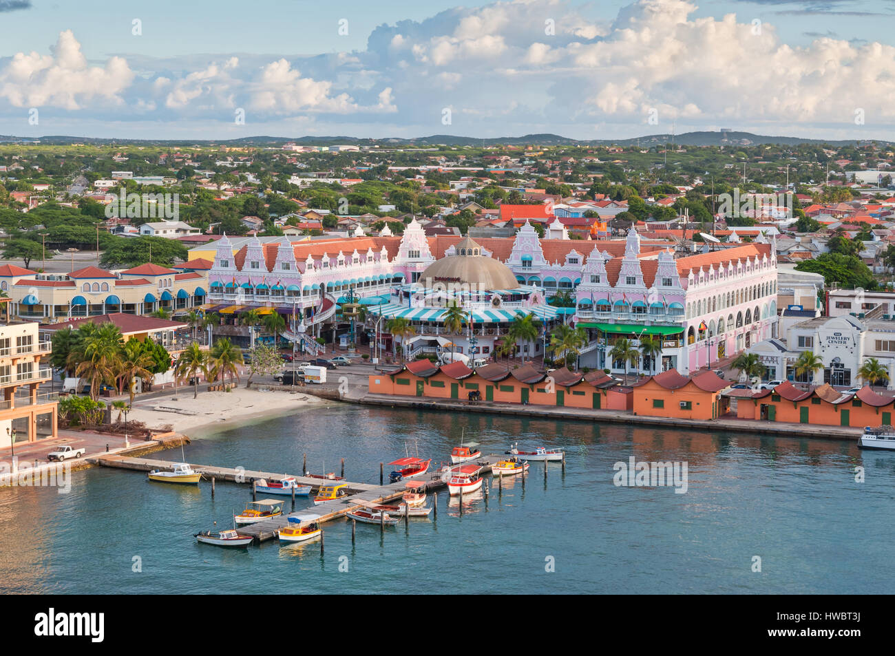 Oranjestad, Aruba - December 01, 2011: View from above of colorful ...